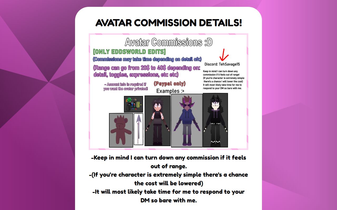 TehSavage15 Avatar Commission Details
